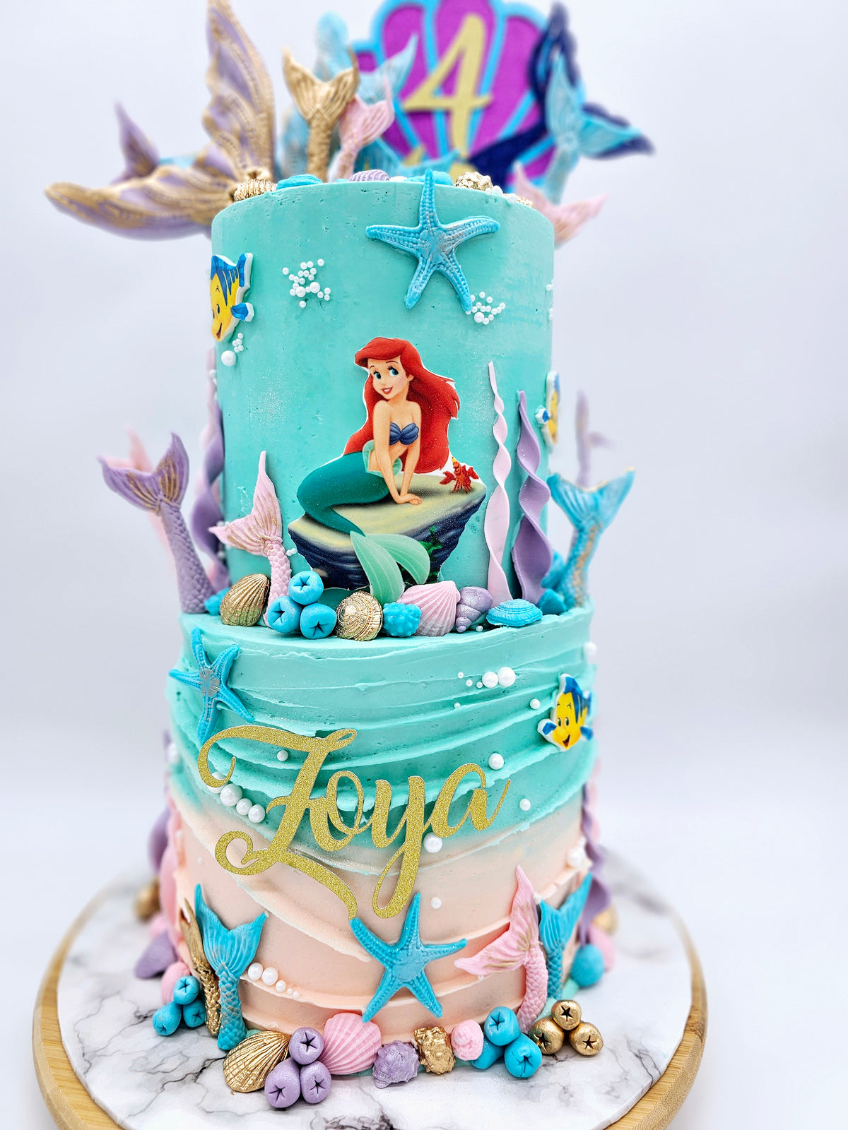 Mermaid Dream Birthday Cake with Edible Ariel Print and Buttercream Finish | Cake Secret