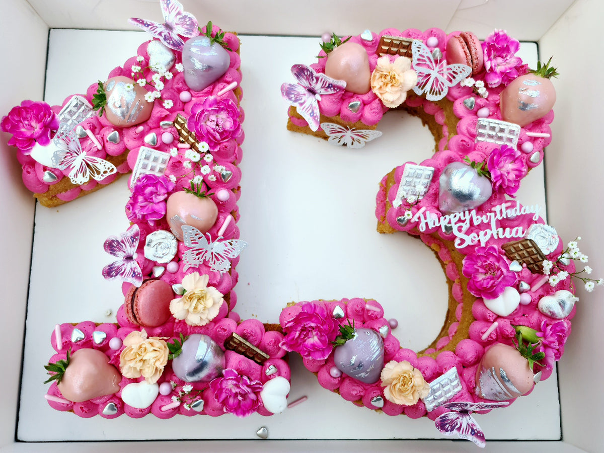 Floral Butterfly Number Cake